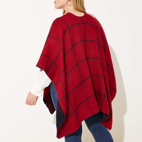 LOFT | Sweaters | Nwt Loft Reversible Plaid Poncho Wrap Ml | Poshmark